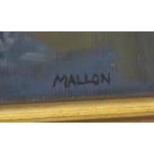 Acrylic on Canvas 2 men signed Mallon approx. 34cm W x 44cm H (S14)