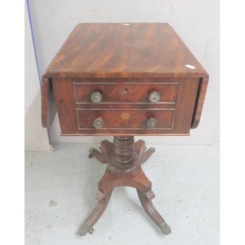 Side Table with drop flaps, 2 drawers, metal claw feet on castors (1 ...