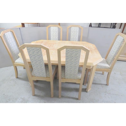 Pine Canted Corner Dining Table with set of 6 chairs approx. 75cm H x ...