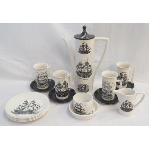 Retro Portmeirion Sailing Ships Coffee Set incl. coffee pot, milk jug ...