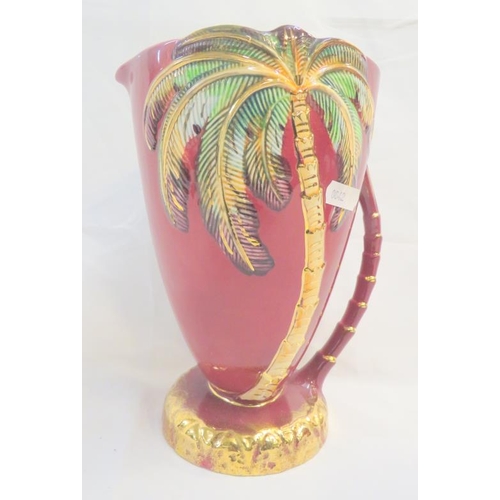 Large Beswick Palm Tree Cocktail Jug, burgundy ground with gilt ...