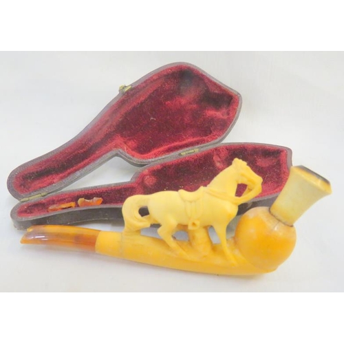 Antique Meerschaum Pipe, horse & hound A/f
