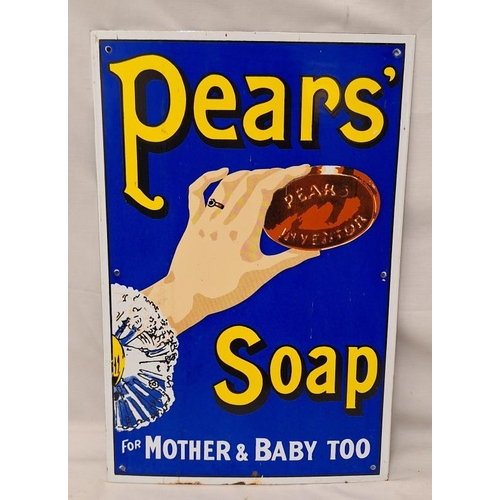 Vintage Style Pears Soap From Mother & Baby enamel sign, blue ground ...