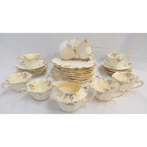 Foley China Tea Set incl. 9 cups, 12 saucers, milk jug, 12 sandwich ...