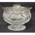 Large Vintage Cut Glass Rose Bowl approx. 21cm x 15.5cm