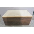 Small Wooden Box with white top, opening to reveal 2 internal sections ...