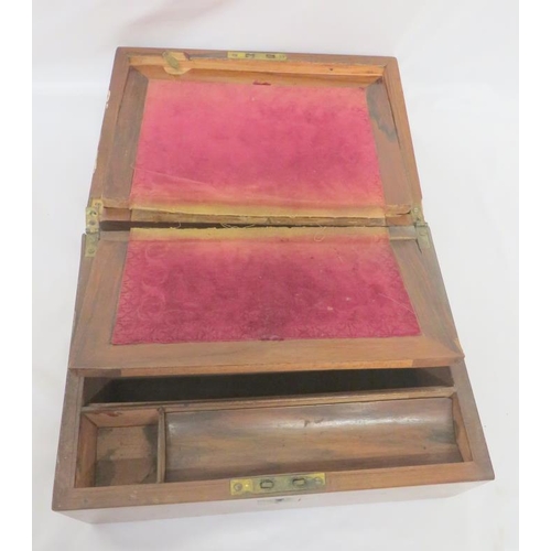 Satin Wood Writing Box A/f approx. 27cm x 20cm x 14cm