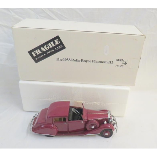 Danbury Mint Boxed 1938 Rolls Royce Phantom 3 Model Car