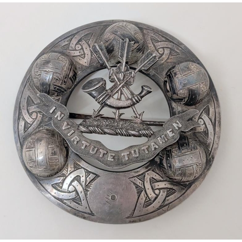 Large White Metal Jewel circular with strap work engraving with 5 orbs ...