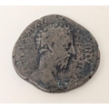 Roman Bronze Coin with bearded head facing to right, reverse with ...