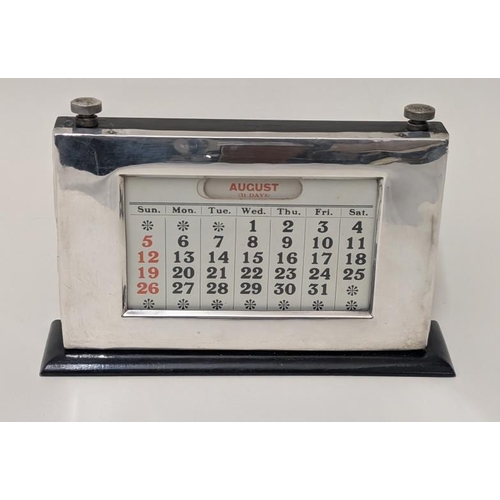 Sterling Silver Faced Perpetual Desk Calendar, with wooden back & sides ...