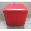 Square Red Leather Footstool/Pouffe Made in France approx. 42cm W x ...