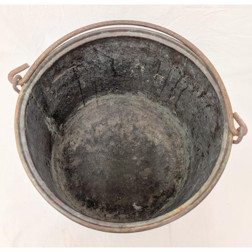 Large Copper Cauldron with overhandle approx. 30cm H x 33cm dia.
