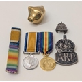 Pair WWI Mess Medals with ribbons & full size medal ribbon, ARP lapel ...