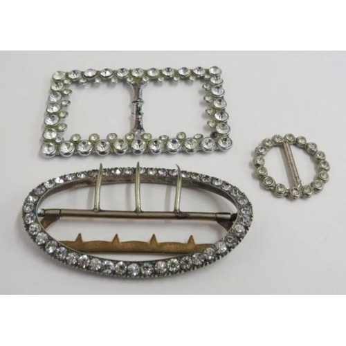 Oval White Metal & Paste Buckle, C20th rectangular buckle, small ...