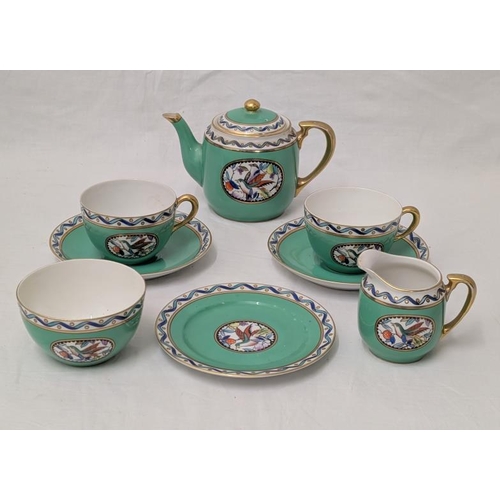 Kokura China Made in Japan Part Tea Set green ground with gilt edging ...