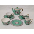 Kokura China Made in Japan Part Tea Set green ground with gilt edging ...