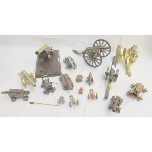 Model Cannons incl. mounted on wood, HMS Victory etc. largest approx. 21cm L
