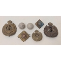 Royal Engineers Cap Badges x 3, buttons & 2 musket balls