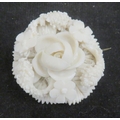 Rare WH Goss White Porcelain Flower Head Brooch, marked to reverse TC1