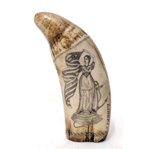 Resin Scrimshaw decorated with galleon/whale entitled 'The Whaler Eagle ...