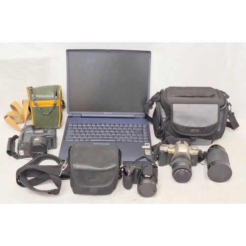 Pentax MZ5 35mm Film Camera in case, Nikon Coolpix L810 digital camera ...