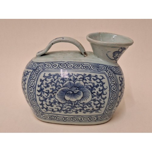 Chinese Blue & White Pot decorated with floral designs from the Qing ...