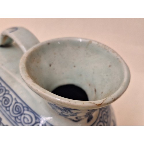 Chinese Blue & White Pot decorated with floral designs from the Qing ...