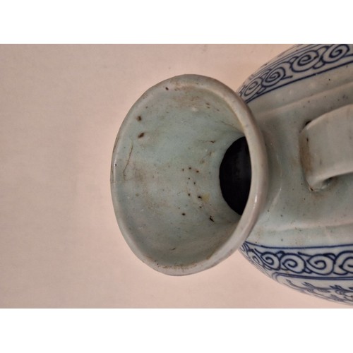 Chinese Blue & White Pot decorated with floral designs from the Qing ...