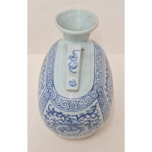 Chinese Blue & White Pot decorated with floral designs from the Qing ...