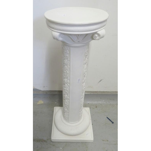 White Plaster Plant Stand/Plinth with decoration to column, square base ...