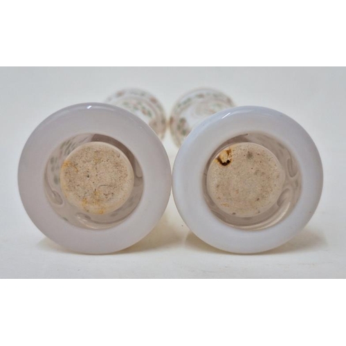 C20th Century Pair Moser Karlsbad bud vases, cut to clear with white ...