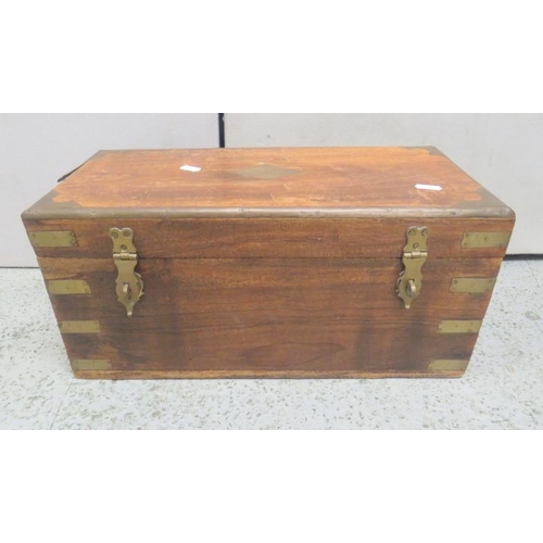 Small Trunk/Box, brass bound, brass inlay approx. 22cm H x 45cm W x ...