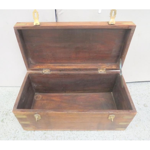 Small Trunk/Box, brass bound, brass inlay approx. 22cm H x 45cm W x ...