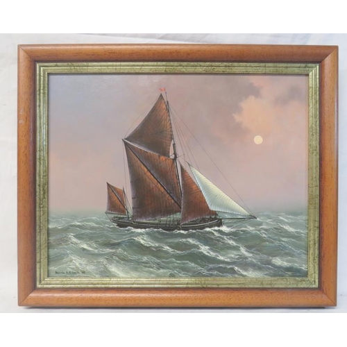 Framed Oil on Board, study of a sailing boat by Barrie A.F. Clark ...
