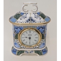Minton Blue Mosaic Ceramic Mantel Clock, approx. 18cm H