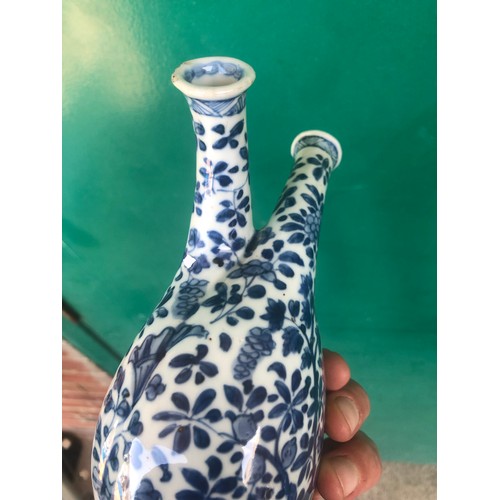 A Rare Chinese Blue & White double-neck Cruet Vase, based on a European ...