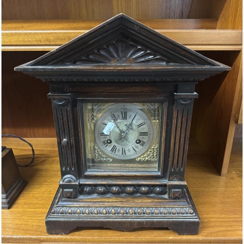 Late Victorian 2 Train Architectural Cased Mantel Clock, silvered ...