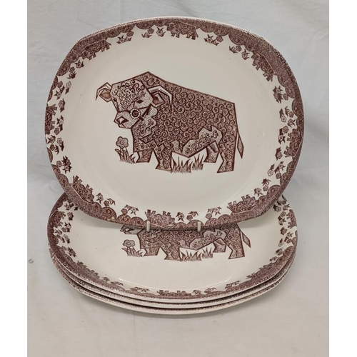 Set of 4 Unused Boxed 1970s Ironstone Oval Beefeater Plates (4)