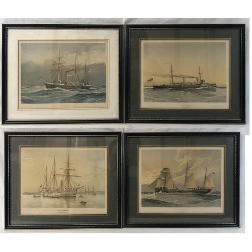 4 F/g Prints Boats incl. HMS Nymphe, HMS Speedwell, each 32.5cm x 27cm ...