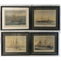 4 F/g Prints Boats incl. HMS Nymphe, HMS Speedwell, each 32.5cm x 27cm ...