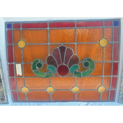 3 Panels Stained Glass Arts & Crafts, smallest approx. 79cm x 60cm H ...