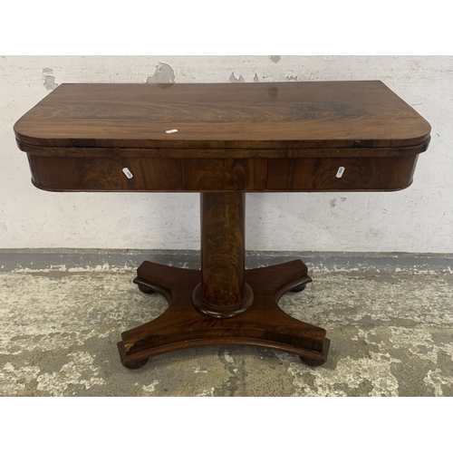 Mahogany Flip Top/Swivel Top Card Table, green felt top, approx. 92cm ...