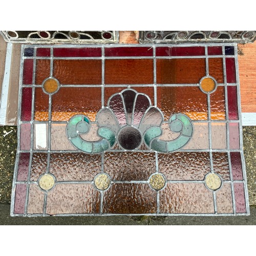 3 Panels Stained Glass Arts & Crafts, smallest approx. 79cm x 60cm H ...