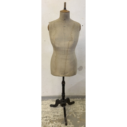 Female Mannequin on black ebonised Stockman stand, top marked 'Buste ...
