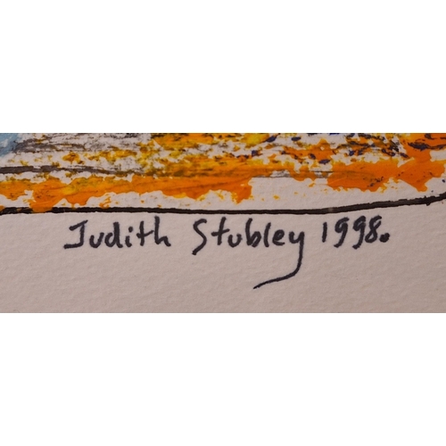F/g Acrylic on Paper, abstract landscape by Judith Stubley dated 1998 ...