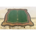 C19th French Boulle Card Table, flip top to green baize, brass inlay ...