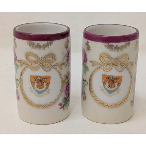 Pair Victoria Ware Souvenir Vases for Folkestone marked to base Gemma ...