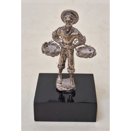 Miniature White Metal Male Figure on black plinth approx 8cm H