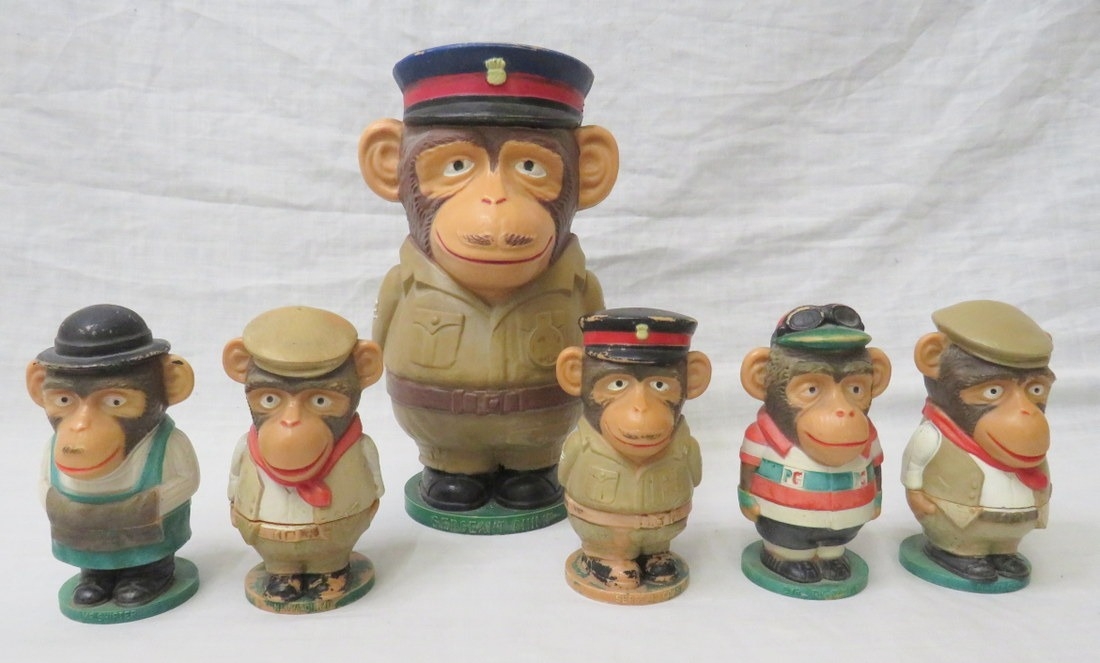 Sergeant Chimp Money Box from PG Tips & 5 matching egg cups - circa ...